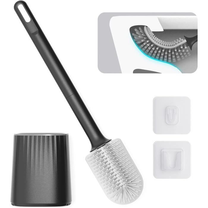 Silicone Brosse WC et Support, Balai Toilette WC Silicone Balayette WC Suspendu avec Poils Doux ...