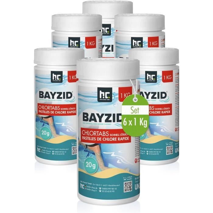 Höfer Chemie 6 x 1 kg BAYZID pastilles de Chlore pour Piscine 20 g ...