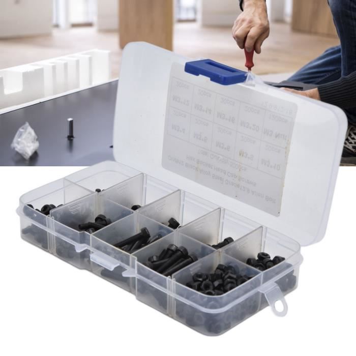 Vis M3 300 pièces vis à tête hexagonale M3 en acier allié de qualité 12 ...