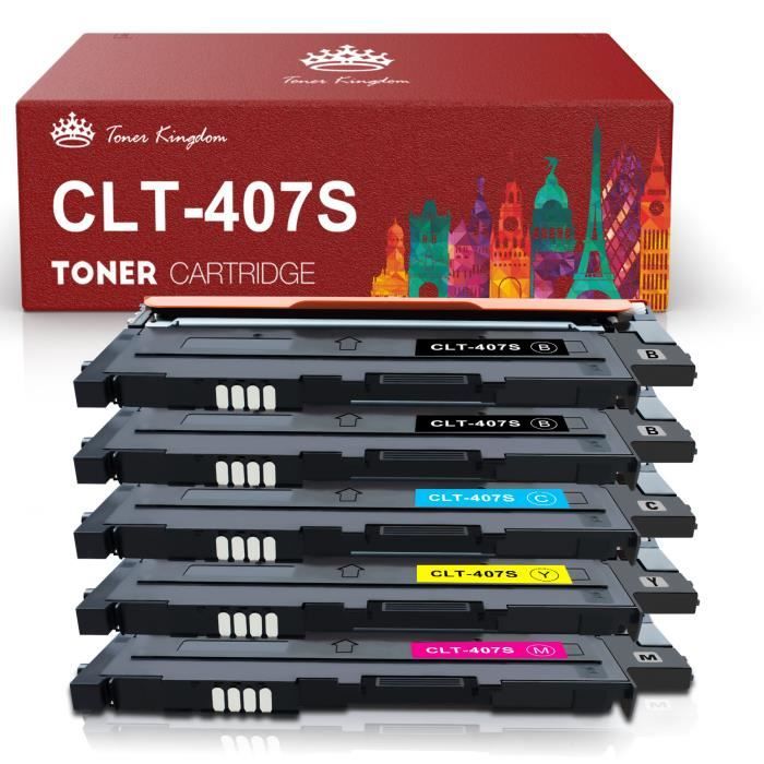 5X TONERKINGDOM Toner Cartridge Replacement for Samsung 407S CLT-407S pour CLX-3185FW 3185N CLP ...
