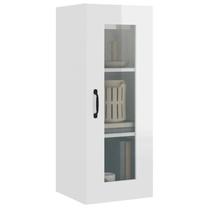 FAN - Armoire murale suspendue Blanc brillant 34,5x34x90 cm - DX6934 ...