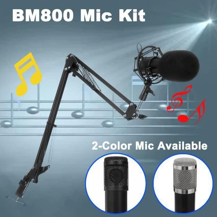BM800 PRO AUDIO Microphone à Condensateur Argent pour Ordinateur avec ...