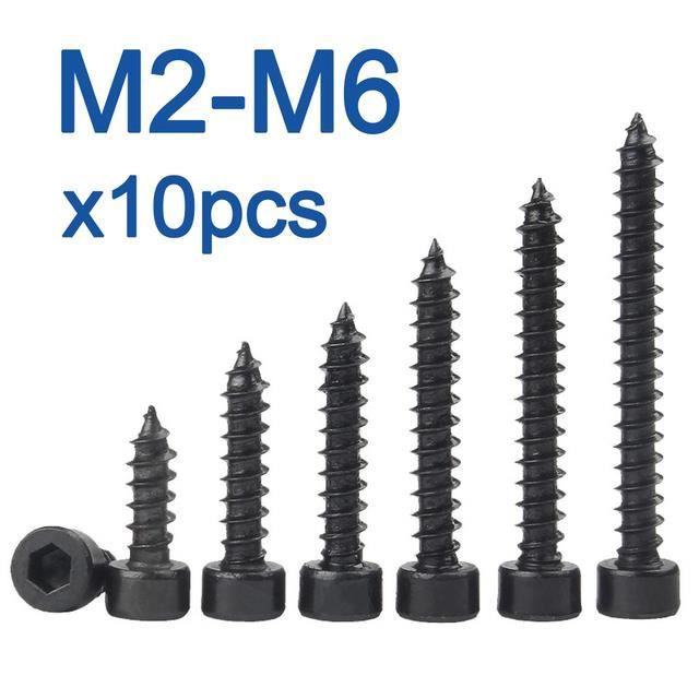 VIS,M3-6mm x10pcs--10 pièces-lot M2 M2.6 M3 M3.5 M4 M5 M6 vis à six pans creux à tête auto ...