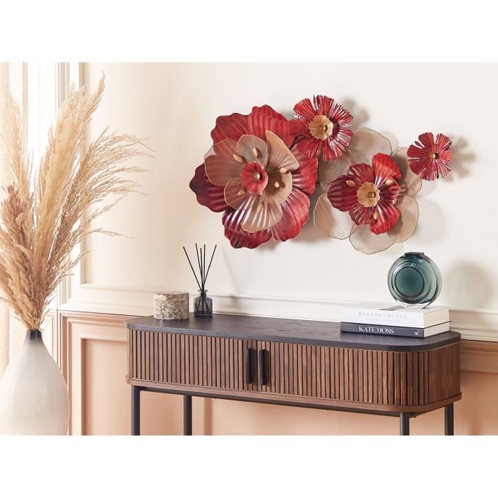 Décoration murale fleurs rouges SCANDIUM - Cdiscount Maison