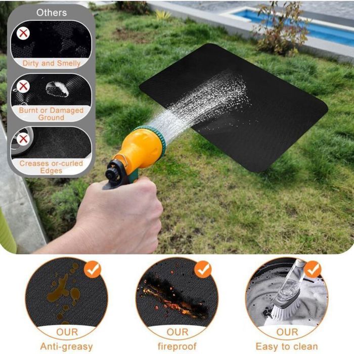 Tapis de barbecue réfractaire - Résistant à la chaleur et aux flammes ...