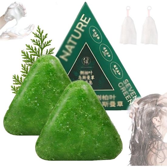 Nature Triangle Shampoo Bar, Nature Seven Green Soap Shampoo, Usmans Grass Shampoo Bar, Calming ...