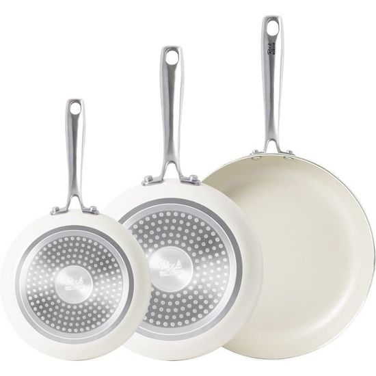 ROCKURWOK Set de 3 Poêles Ceramique Induction 20-26-30 cm, Poêles à frire Antiadhésive sans PFAS ...