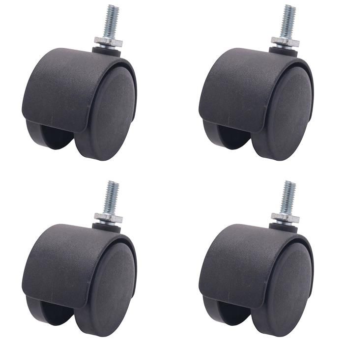 6mm Threaded Stem 40mm Dual Wheel Rotatable Caster Black - Noir ...