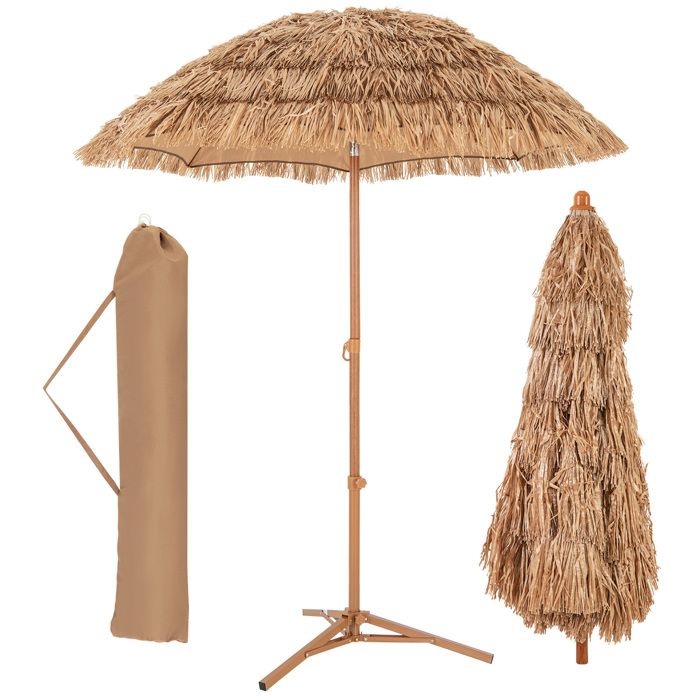 Parasol de Jardin Exterieur Ø2M - GOPLUS - Parasol Exotique en Paille ...
