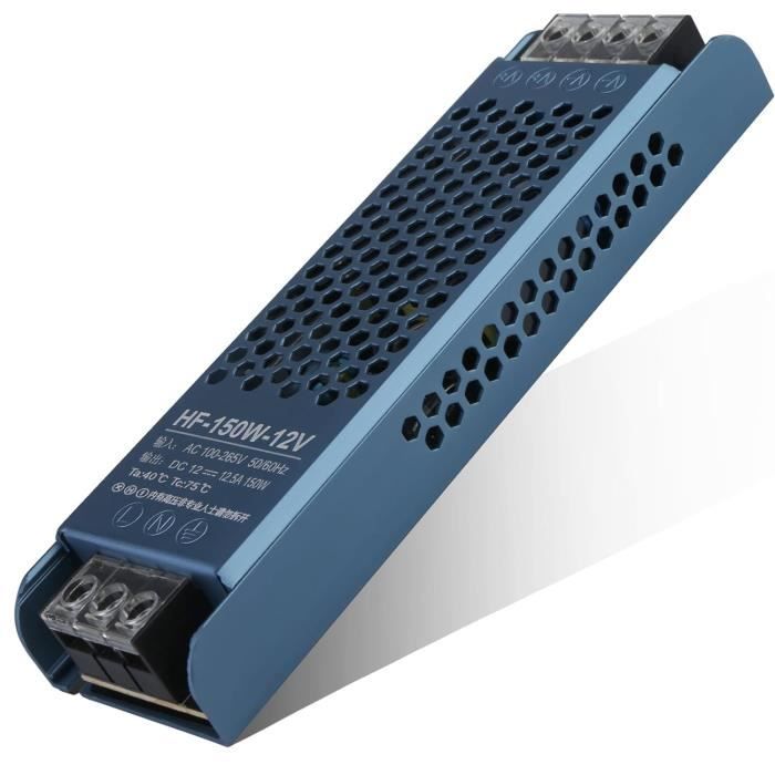 Transformateur LED 12V 150W, Transformateur LED 230V à 12V DC 12.5A, Transformateur à Tension ...