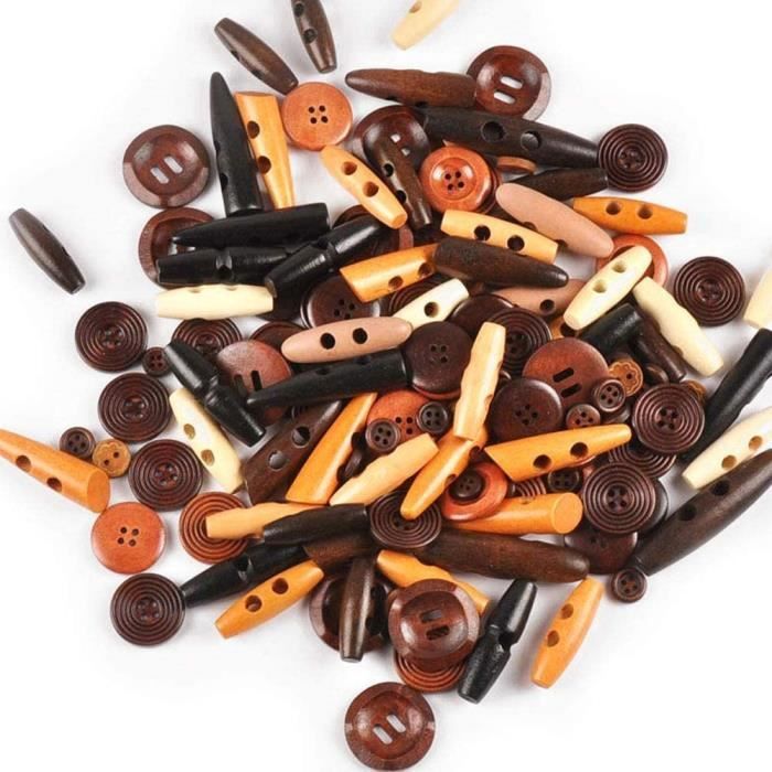 120 Pièces Boutons en Bois Boutons de Noix de Coco Boutons Enfant ...