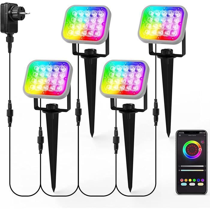 RGB Spot LED Extérieur, Lampe Extérieur RGB Bluetooth APP Smartphone ...
