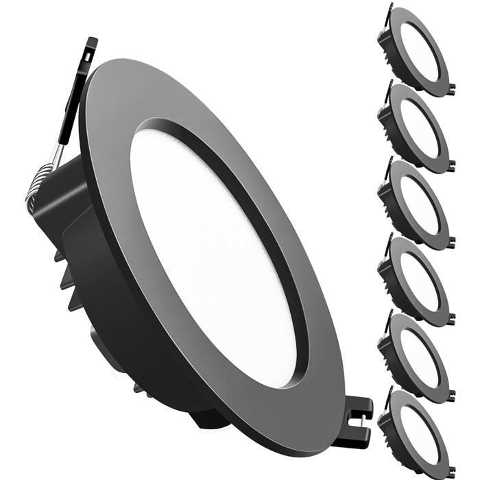 Spot LED Encastrable, Extra Plat, Encastré Lampe Plafonnier Plat Rond Noir Métallisé Aluminium ...