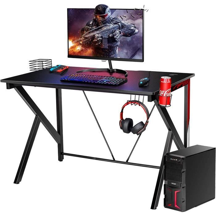 GOPLUS Bureau Gaming 115x73x76,5CM,Table en Bois pour Gaming avec ...