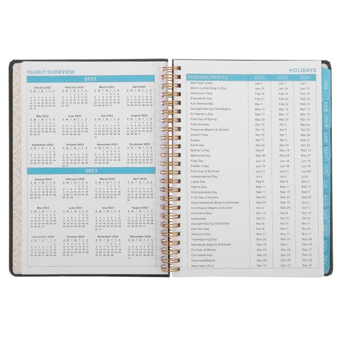 1PC Calendrier anglais 2022 Calendrier de planification Notebook MINI ...