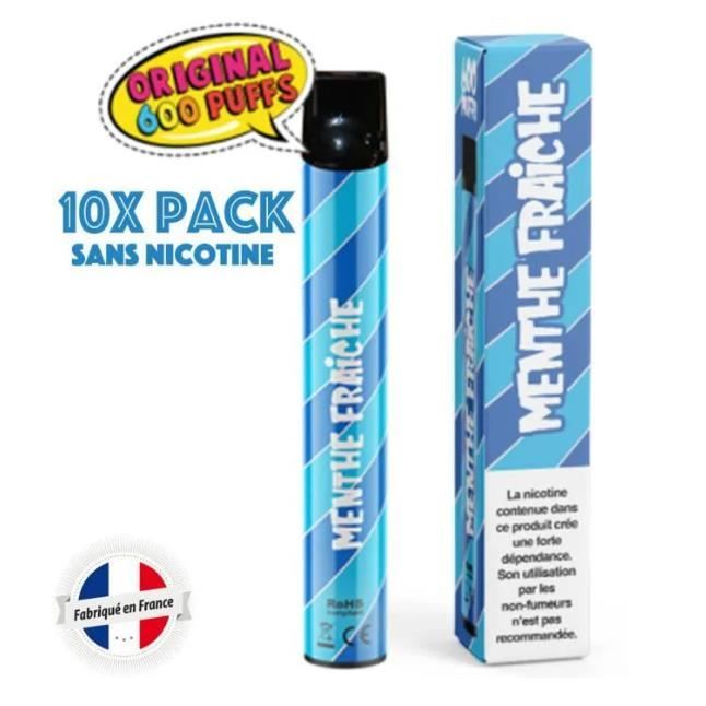 Lot de 10 WPUFF MENTHE FRAICHE 0% 600 bouffées - Cdiscount Au quotidien
