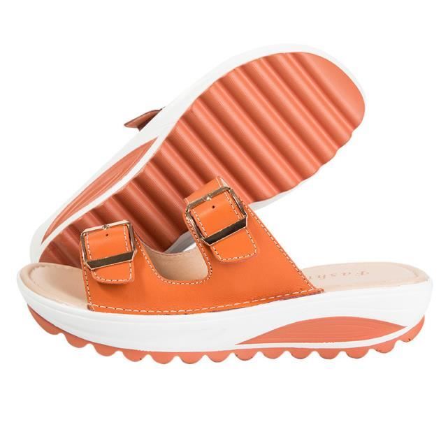 Sandales CompenséEs Femme ÉTé - Orange - Talon Compensé - Synthétique ...