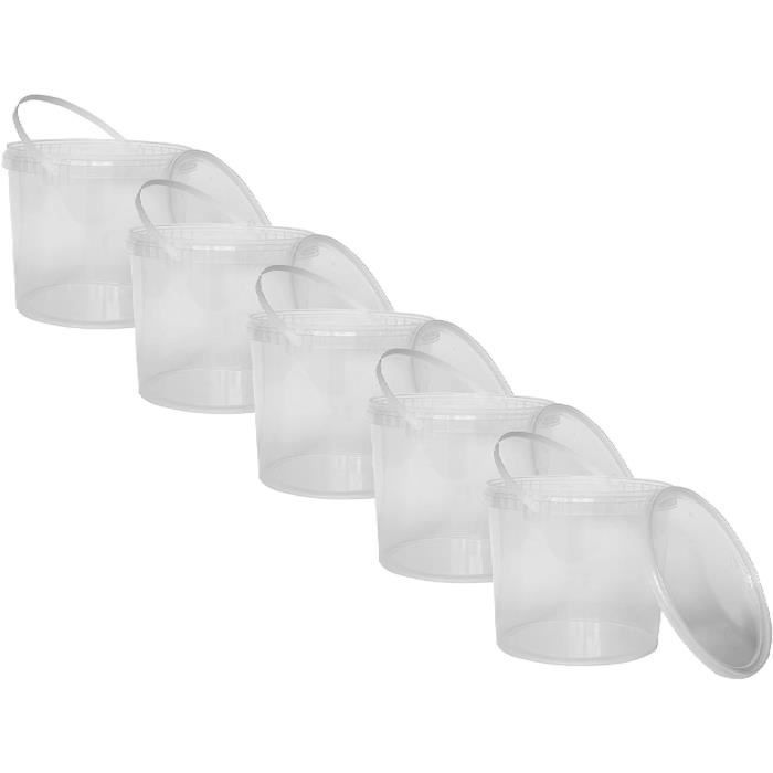 Seau plastique alimentaire-NIPTER-rond avec couvercle-5l-Transparent ...