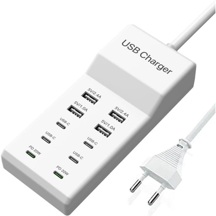 Chargeur Usb C Multiple, Station De Charge Usb C 10 Ports (Avec 6 Usb ...