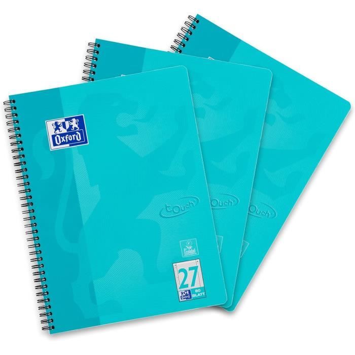 Touch Lot de 3 Bloc-notes ligné double marge 80 feuilles A4[S140 ...