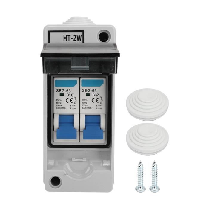 Tbest Disjoncteur 2P Disjoncteur Miniature 2P capacité de Rupture en Plastique Ignifuge 6000A ...