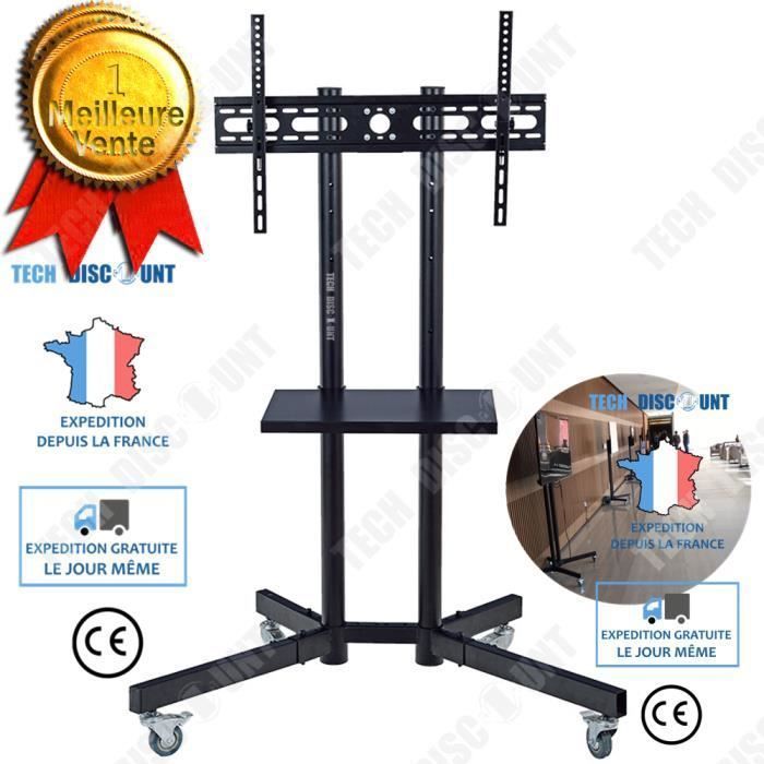 Meuble support TV - TD® - Rotatif - Noir - Métal - 100x26x60 cm ...