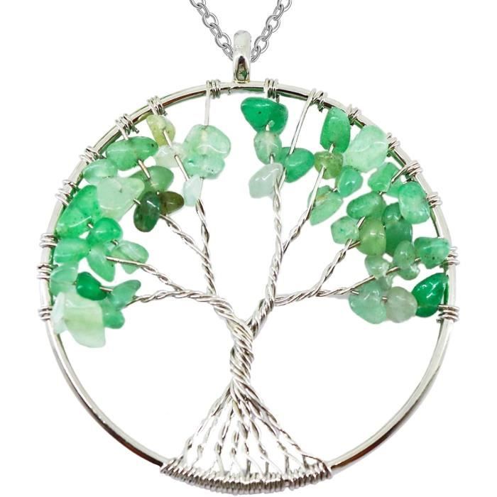 Faith Collier Femme Arbre De Vie Avec Pierres Naturelles Fait Main ...