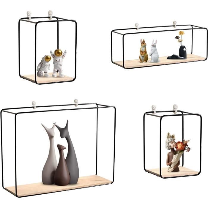 Rectangle Etageres Murales Lot De 4, Etagere Murale Bois Étagère Murale ...