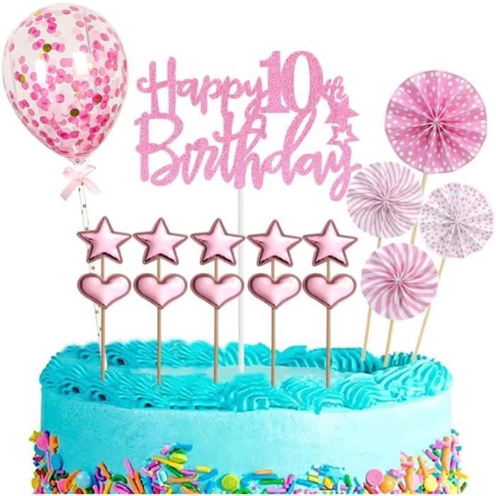 Decoration Gateau Anniversaire Fille 10 Ans,16 Pièces Joyeux ...