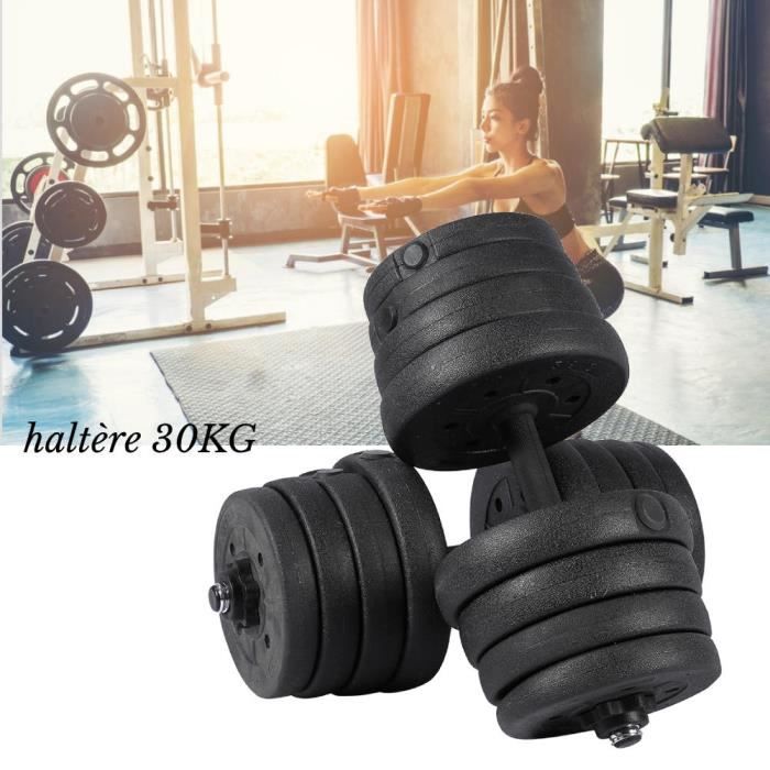 Ensemble D'haltères Musculation Réglable en Fer de 30 kg avec Barre ...