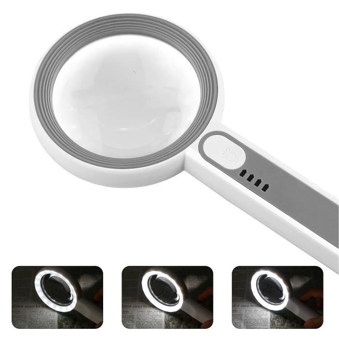 Loupe portable rechargeable 11X avec 10 LED et 3 niveaux de luminosité ...