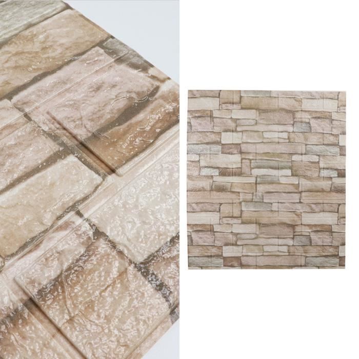 Papier peint,Gray--Autocollant mural en brique imperméable Anti ...