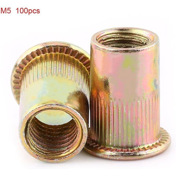 Écrou sertir M5 rivet fileté acier carbone - insert métal feuilles ...