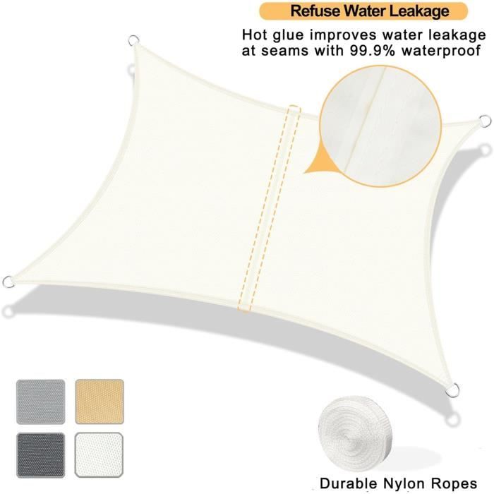Voile D'Ombrage Imperméable Carré 4X4M Toile Ombrage Uv Protection Pour ...