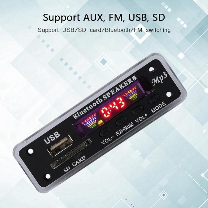 Carte De Décodage, Carte De Décodeur Sans Fil Bluetooth 5.0 Mp3 Wma Autoradio Fm Module Support ...
