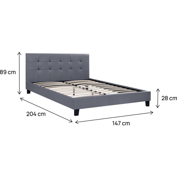 Lit double en pvc "Julia" - 140 x 190 cm - Gris - Cdiscount Maison