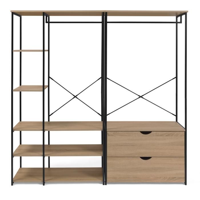 IDMARKET Dressing modulable double penderie étagères et 2 tiroirs ...