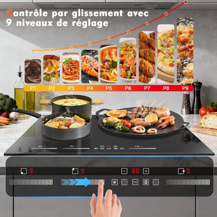 Plaque induction encastrable - SUTEO - 3 feux - 60 cm - Fonction Boost ...