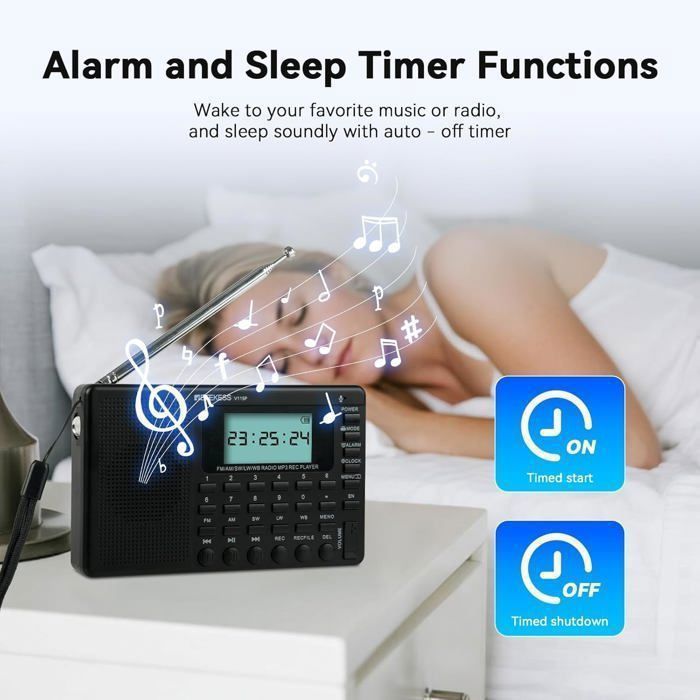 Retekess V115P Radio Portable, Poste Radio, AM/FM/SW/LW/WB, 1800mAh, TF ...