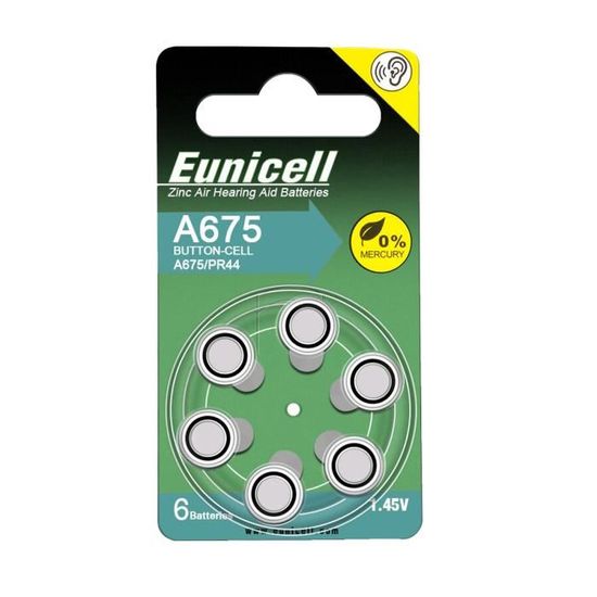 Lot de 6 Piles bouton Zinc Air pour appareils auditifs type A675-675 ...