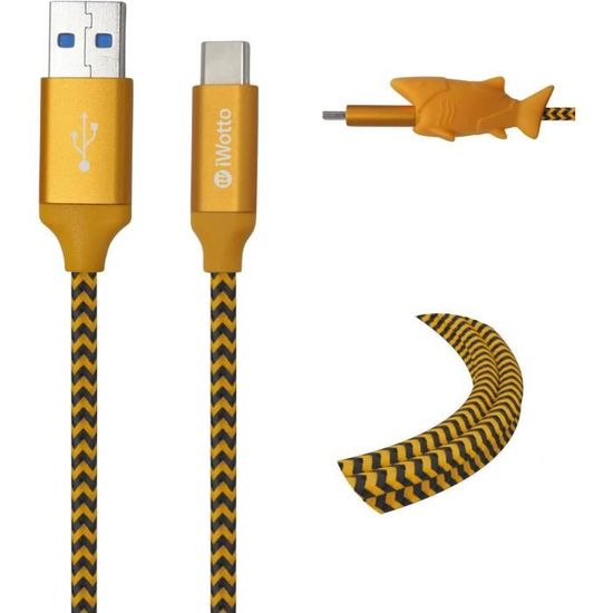 USB Type-C 1M Cable - Fast Charge and Sync for Mobile - USB 3.0 Orange ...