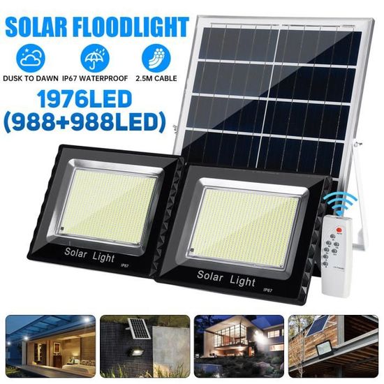 Projecteur exterieur 3000W avec panneau solaire batterie 15000 mAh ...