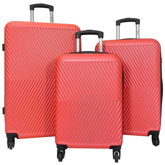 Lot 3 Valises Rigides dont 1 Valise Cabine - Rouge corail - CA10523