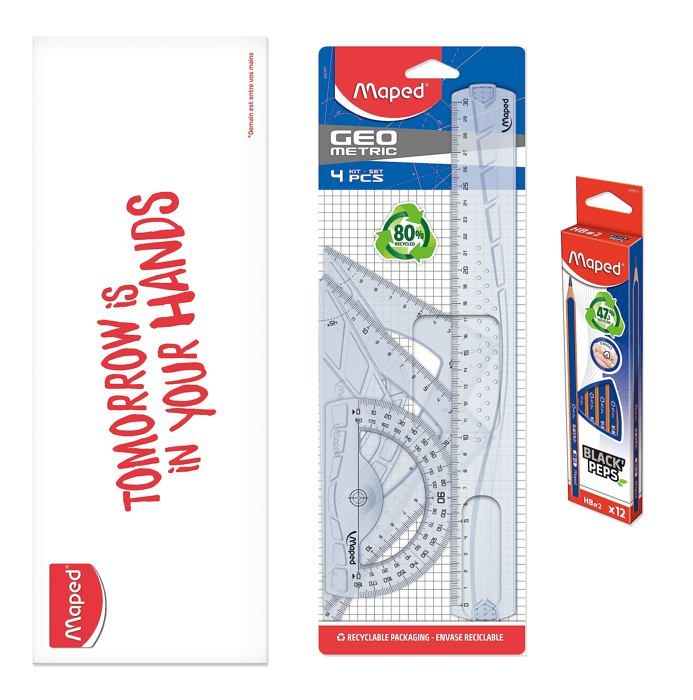 Kit de géométrie - Maped - Tracage complet - 80% matières recyclées ...
