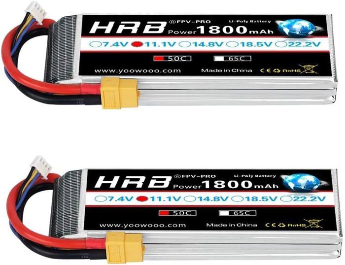 PAPIER TOILETTE-HRB 2 Packs 11.1V 1800mAh 3S 50C LiPo Batterie avec ...