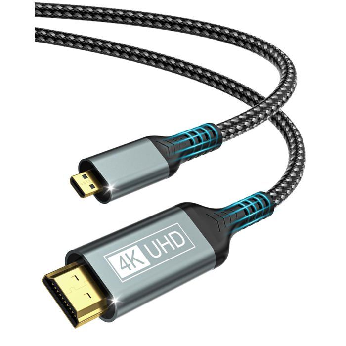 Câble Micro HDMI vers HDMI 2M, 4K@60Hz Cable Micro HDMI 2.0, Ethernet ...