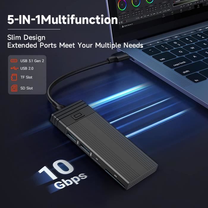 C-A et câble - Kingspe Usb M2 Ssd Moyeu 3.0 Multi Usb Splitter 2 Port ...