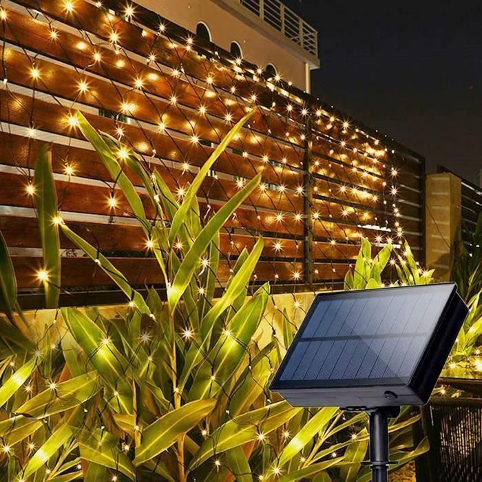 Filet lumineux solaire LED étanche 100 LED solaire Rideau lumineux d ...