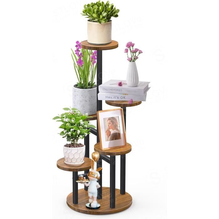 Support pour Plantes, Étagère D'angle en Bois, 6 Niveaux Support Pot de ...