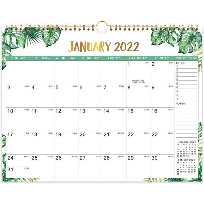 Calendrier 20212022 Calendrier mural du mois avec date juliennepapier ...